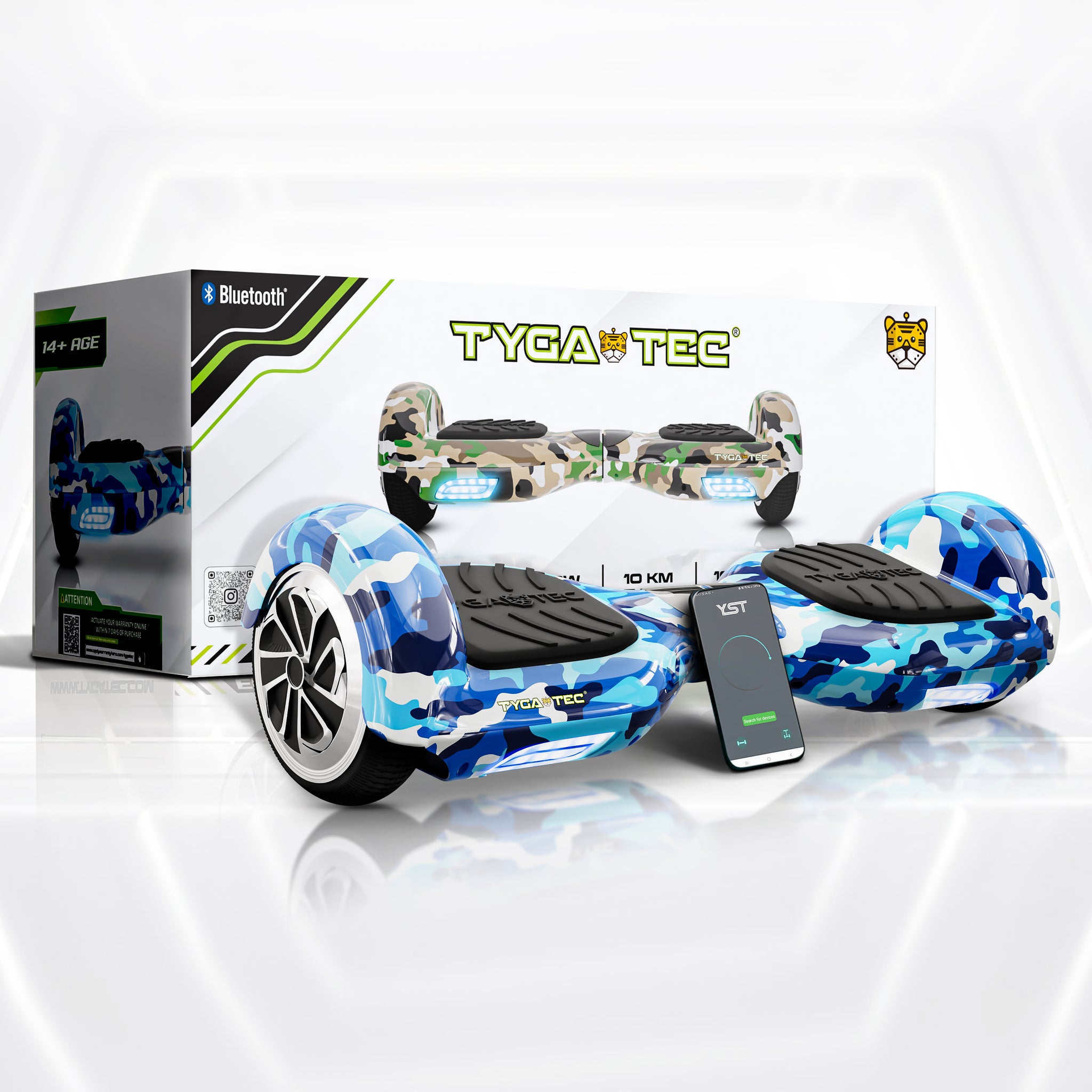 TYGATEC T2 + Auto Balancing Hoverboard App Connectivity - Military Blu