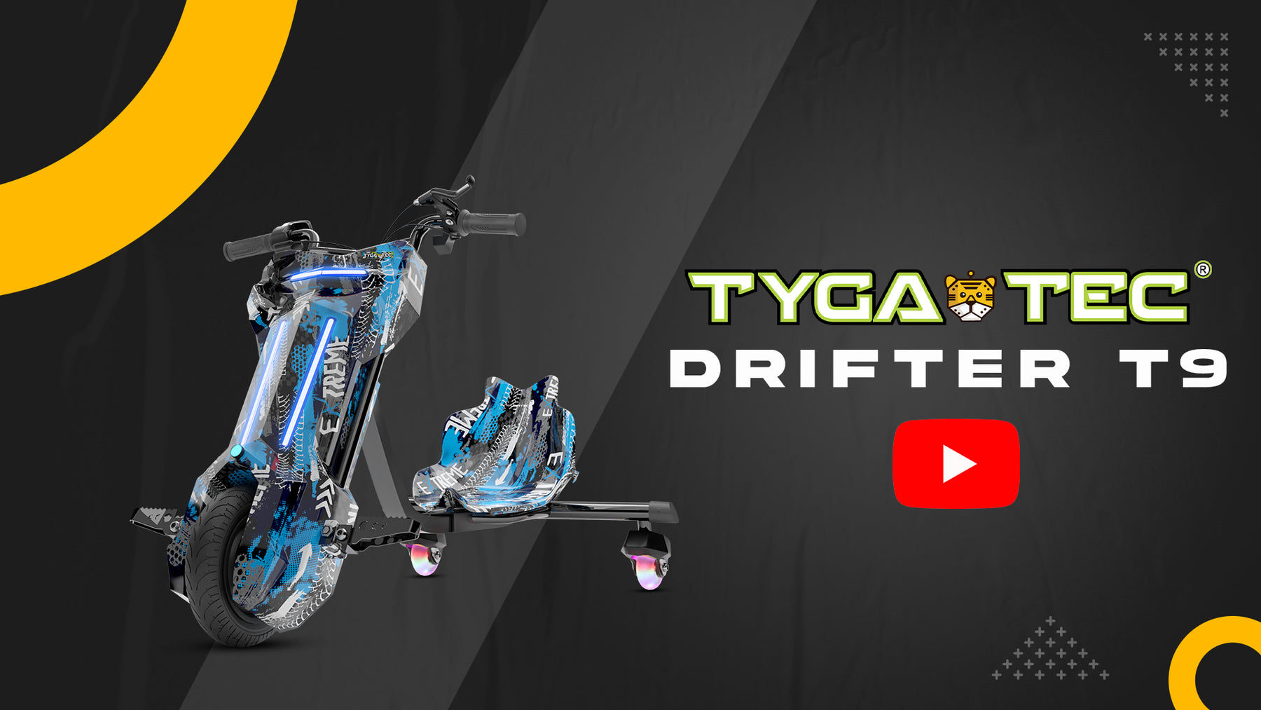 Tygatec T9 3-Wheel Electric Drift Scooter – Extreme Blue Colour